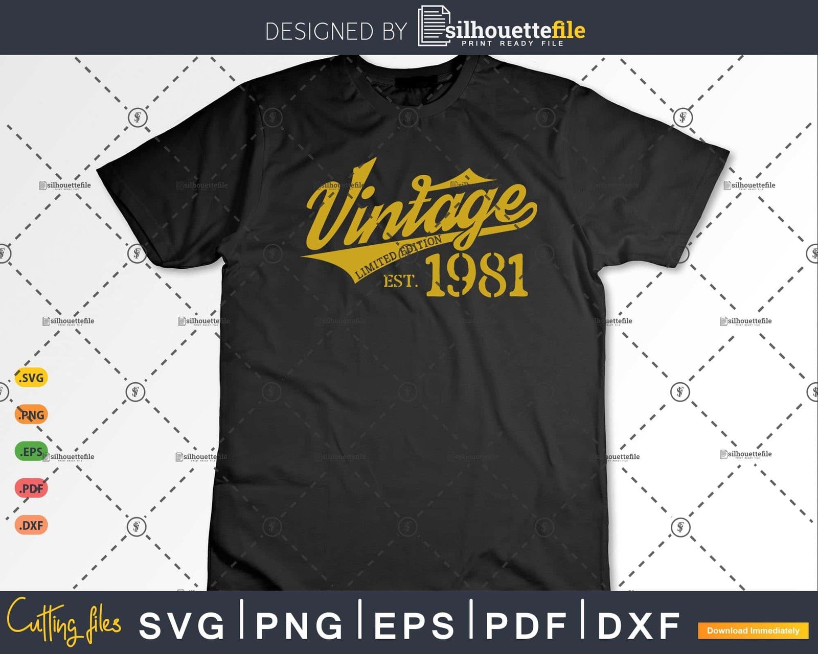 Vintage Est 1981 Aged 42 yrs old Bday 42nd Birthday Svg | Silhouettefile