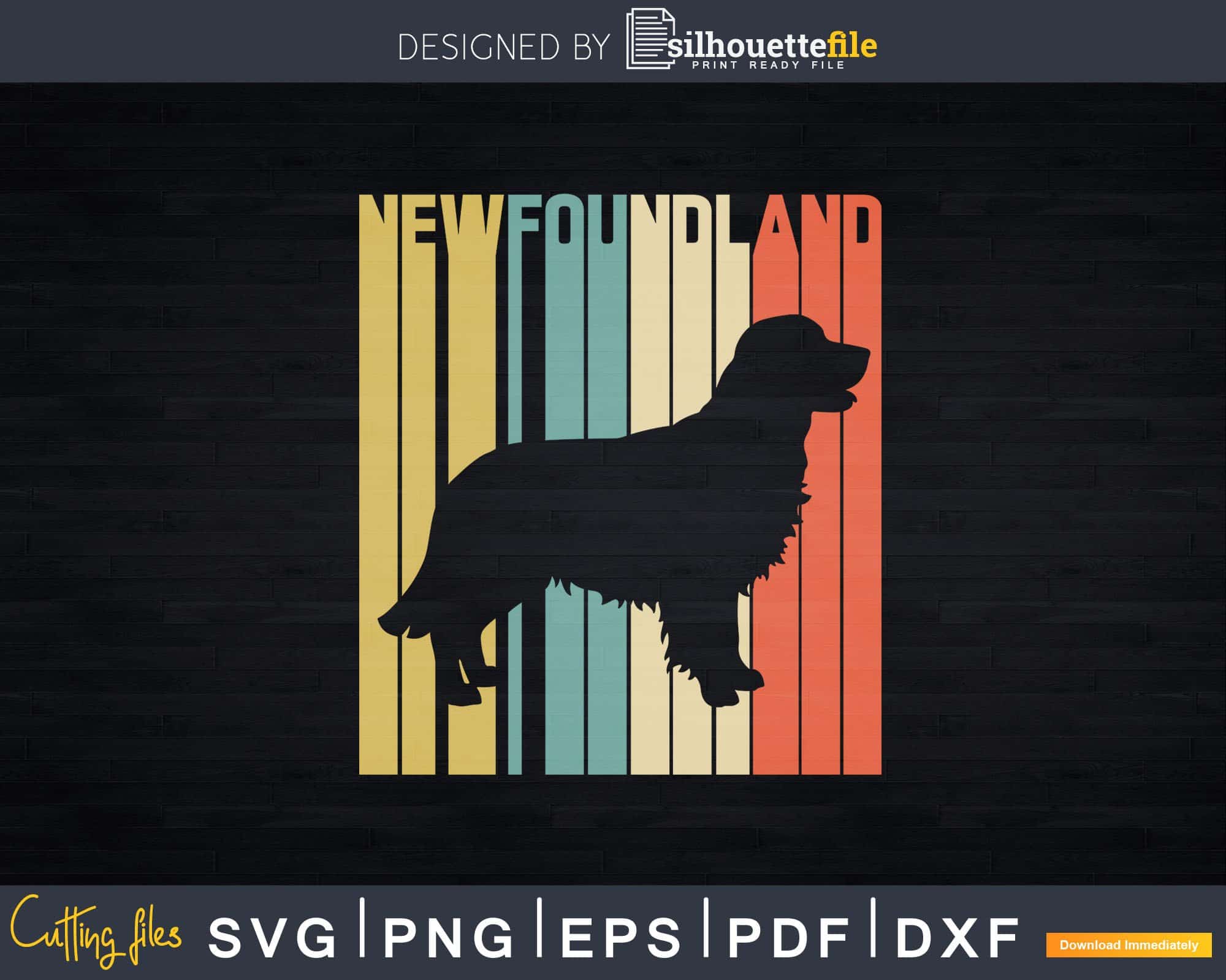 Vintage Newfoundland Dog Png Svg Files For Cricut | Silhouettefile