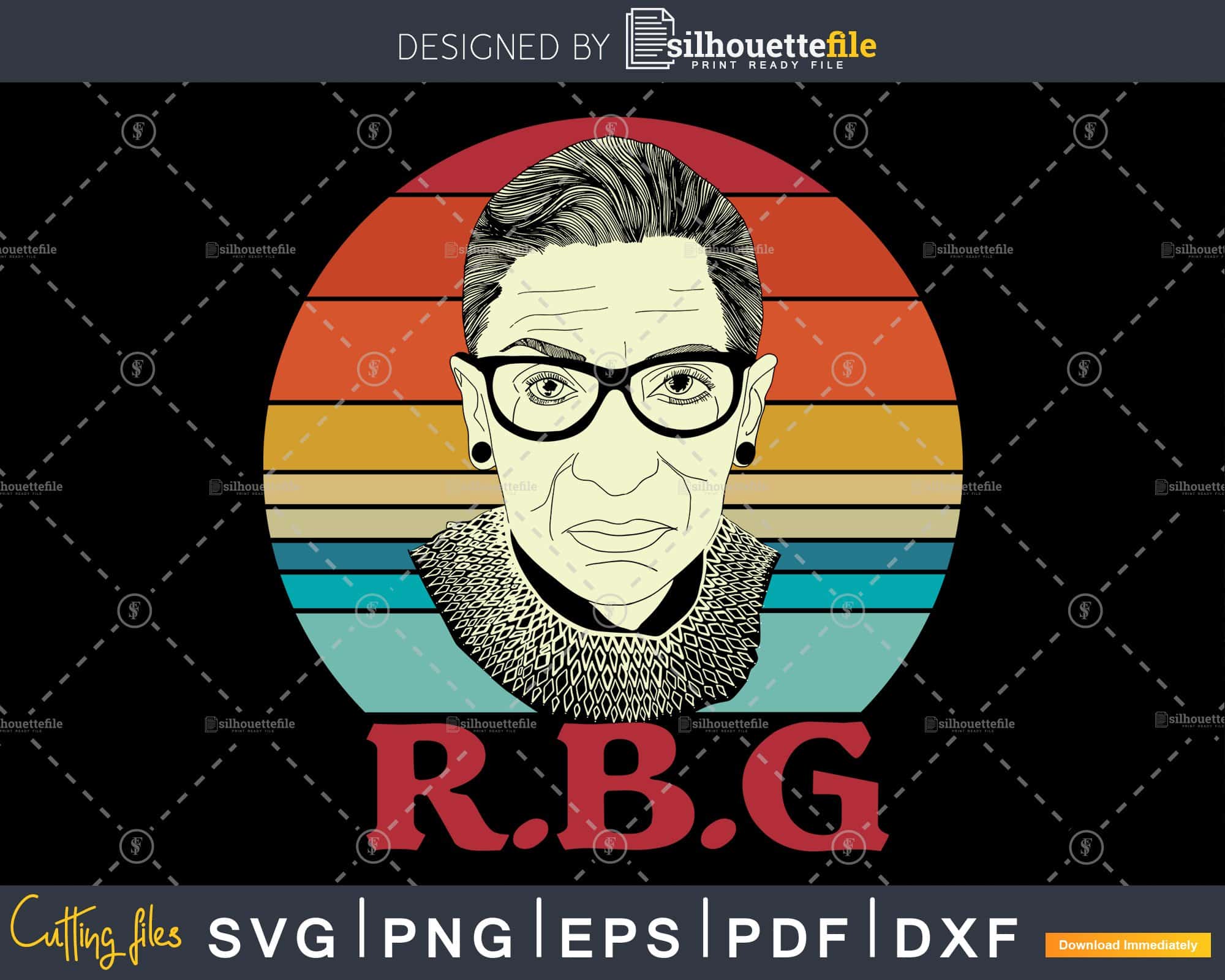 Vintage Notorious RBG Ruth Bader Ginsburg Svg Silhouette Cut Files ...
