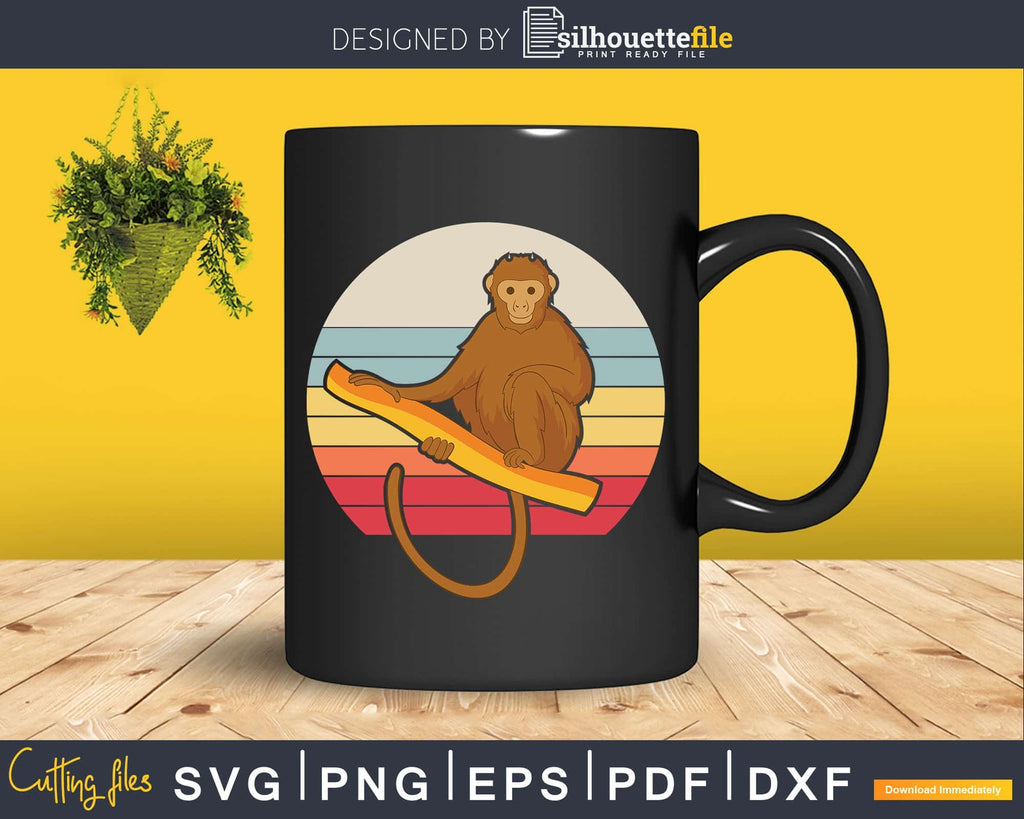 Vintage Retro Woolly Monkey Svg Png Digital Cutting Files | SilhouetteFile