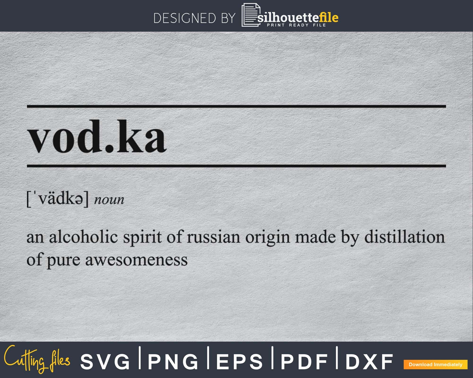 Vodka definition svg printable cutting file | Silhouettefile
