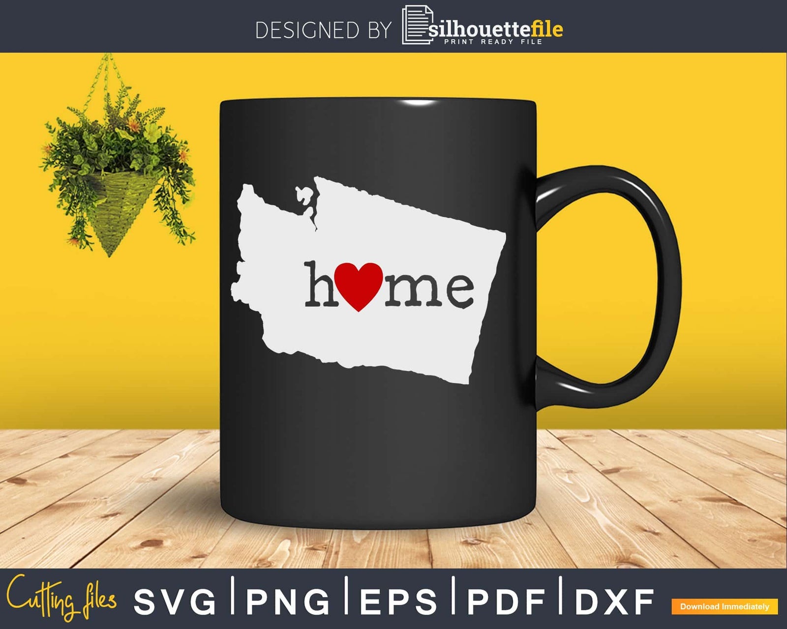 Washington WA Home Heart Native Map svg digital files by SilhouetteFile ...