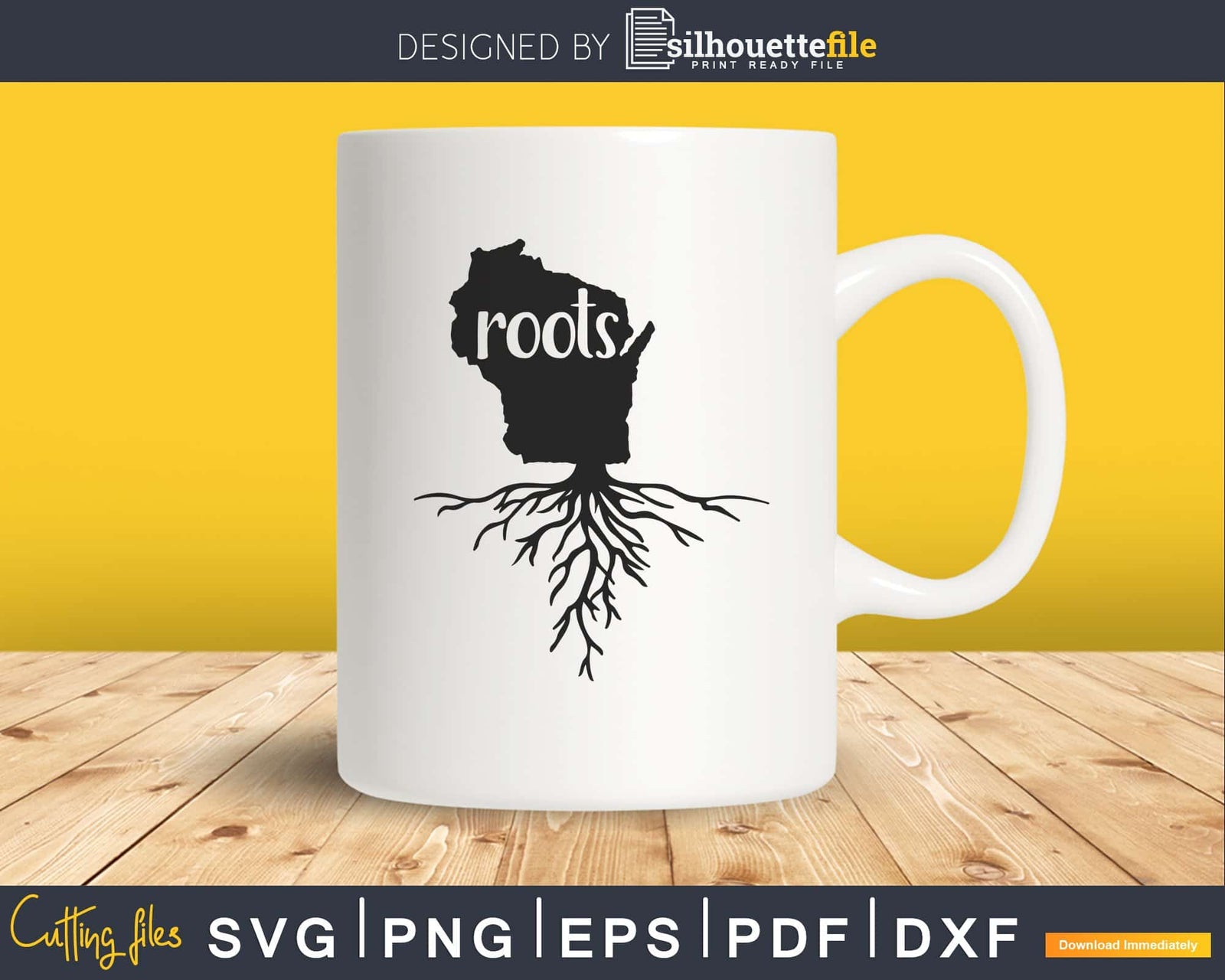 Wisconsin WI Roots Home Native Map svg dxf cut silhouette | Silhouettefile