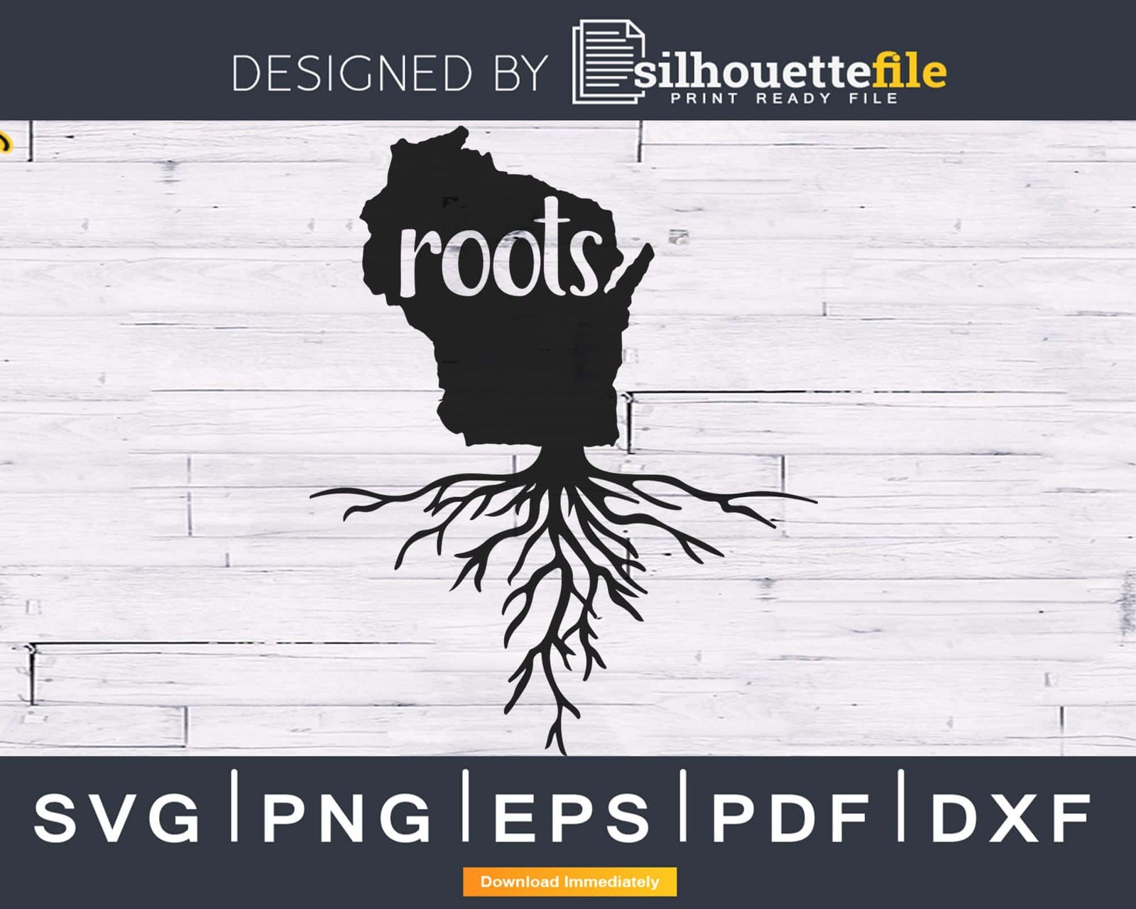 Wisconsin WI Roots Home Native Map svg dxf cut silhouette | Silhouettefile